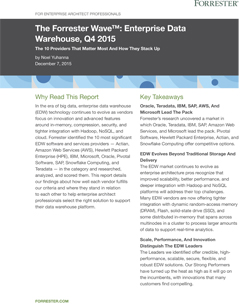 The Forrester Wave: Enterprise Data Warehouse, Q4 2015 | TDWI
